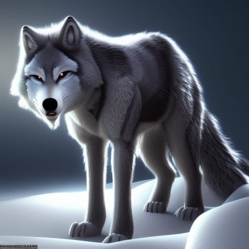 beautiful snow wolf - AI Generated Artwork - NightCafe Creator