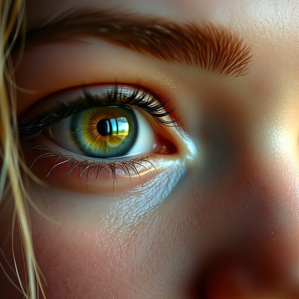 Green Eyes - Ethereal Portrait of Green Eyes in Hyper Realis...