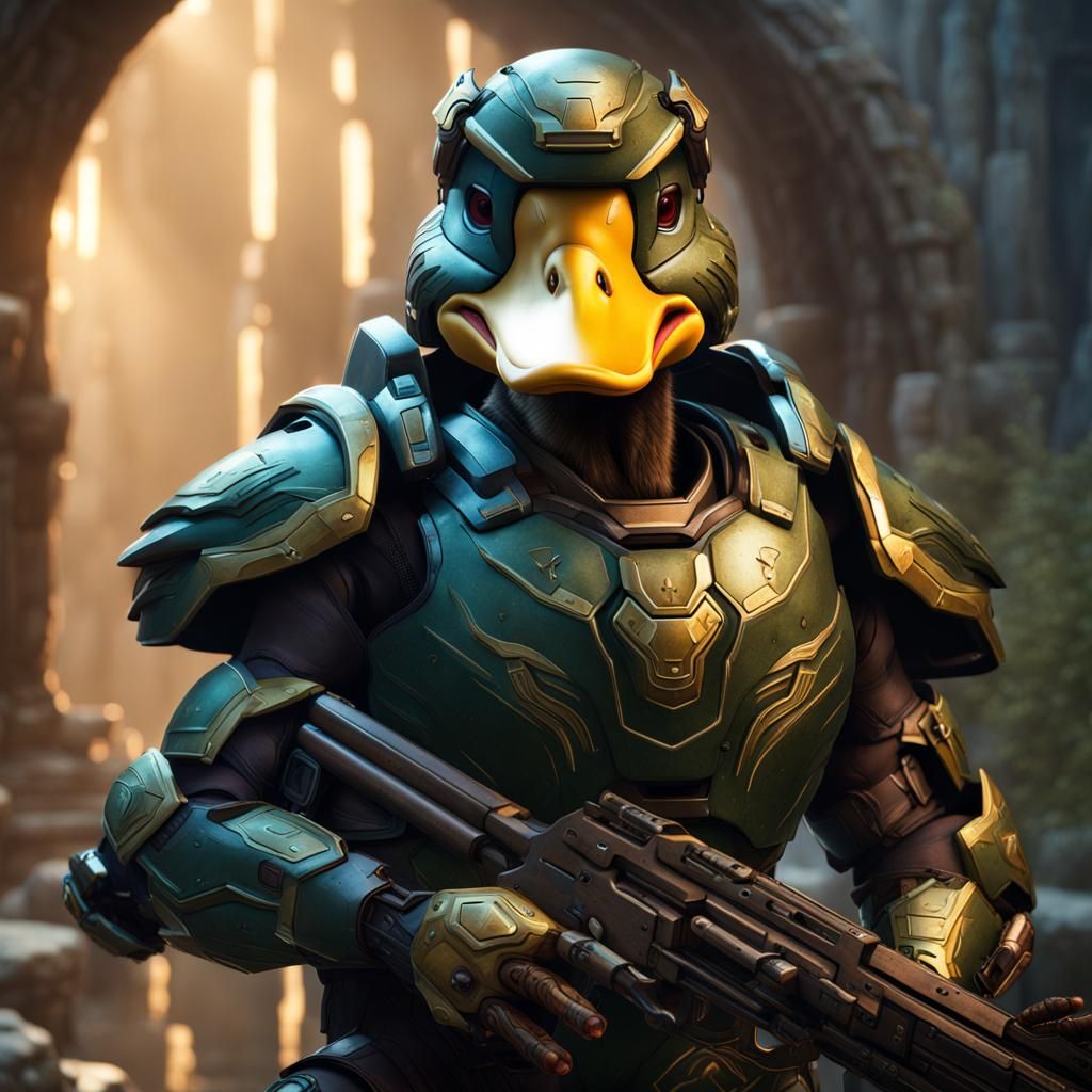duck in halo spartan armor - AI Generated Artwork - NightCafe Creator