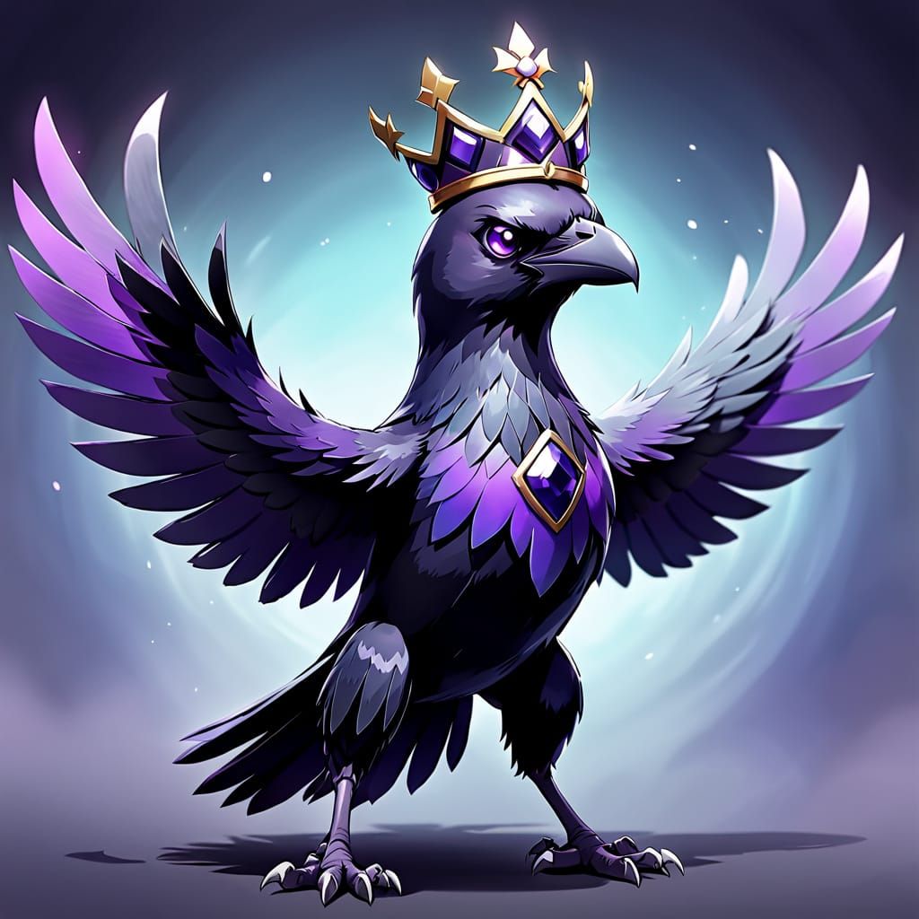 Majestic Raven Fakemon with Crown, Strength, and S... - AI Art