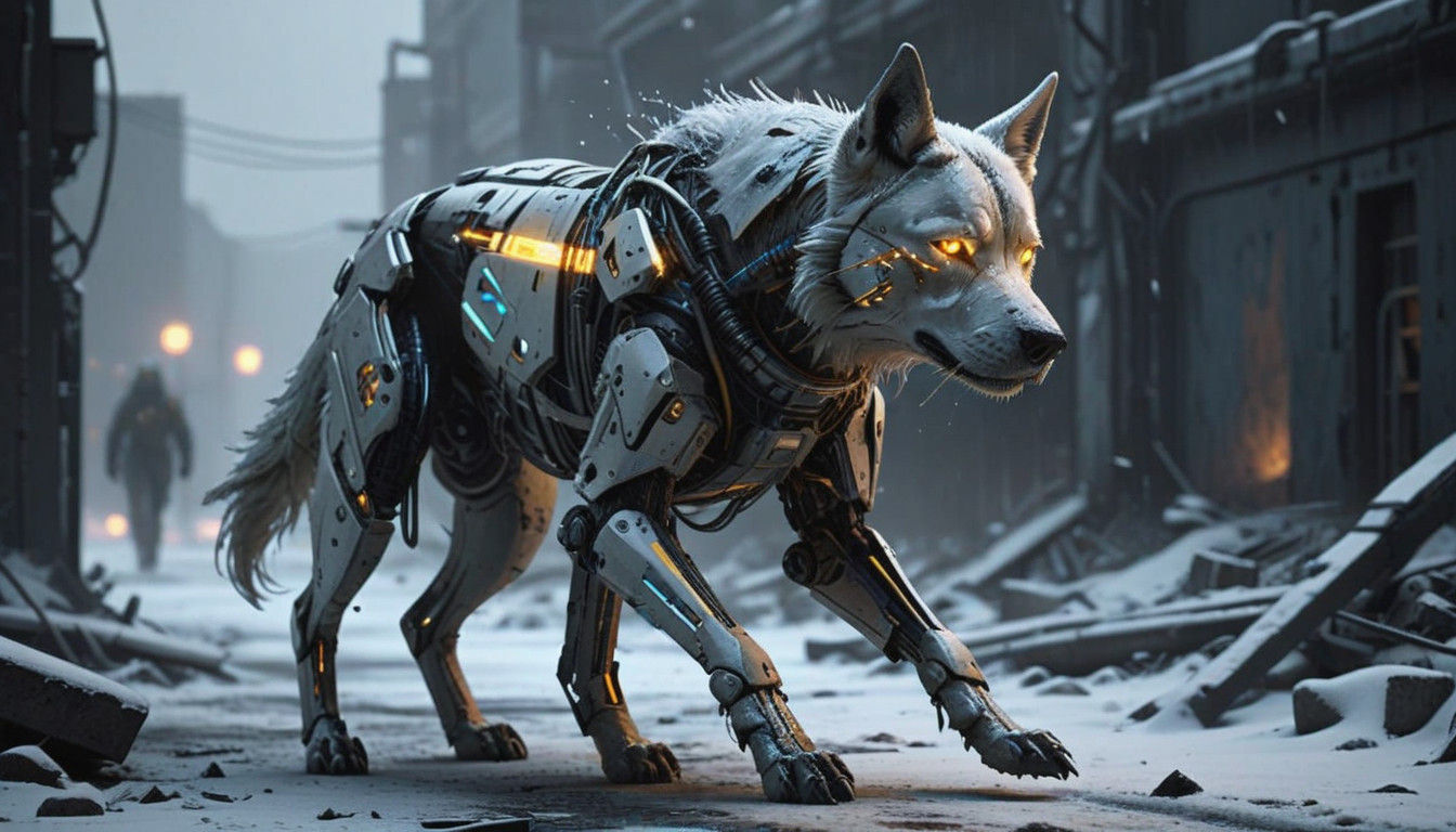 Cyborg Woman in Winter Wasteland, in Gritty Sci-Fi... - AI Art