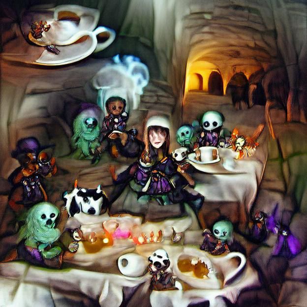 Tea Party in the Catacombs - AI Generated Artwork - NightCafe Creator
