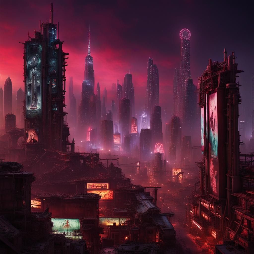 Dystopian cityscape - AI Generated Artwork - NightCafe Creator