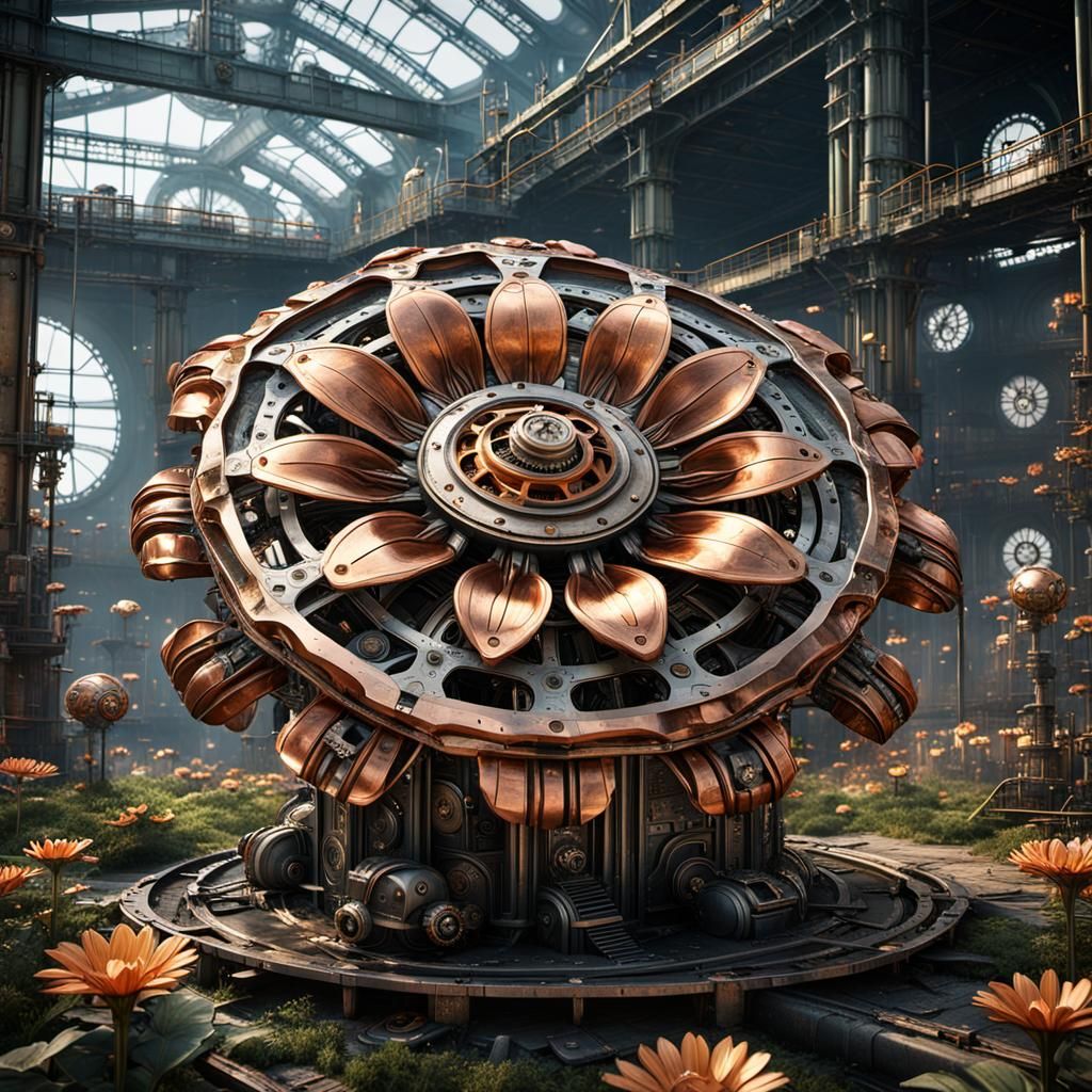 Surreal Steampunk Botanical Wonders in a Post-Apoc... - AI Art