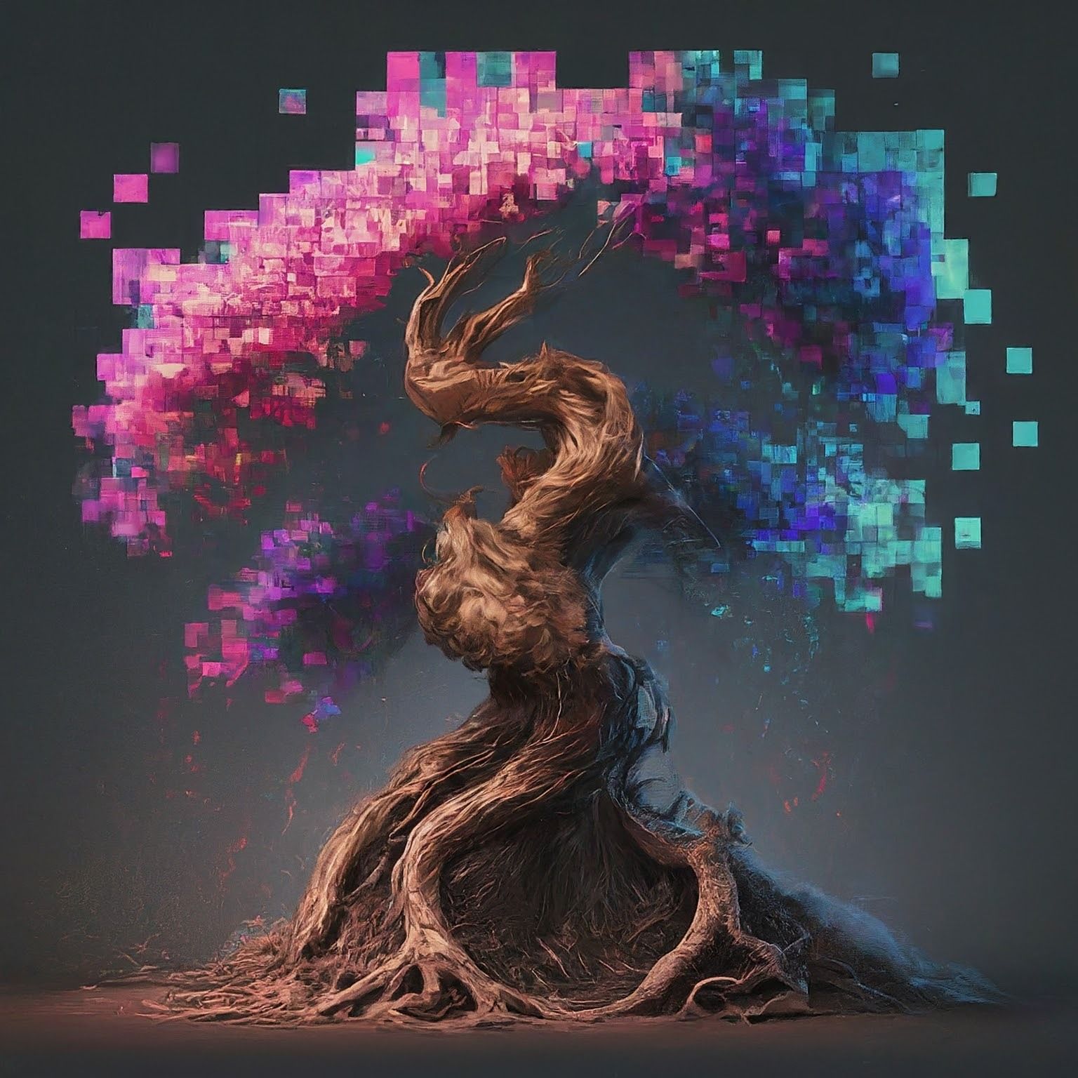 Pixelated Tree - AI Generated Artwork - NightCafe Creator