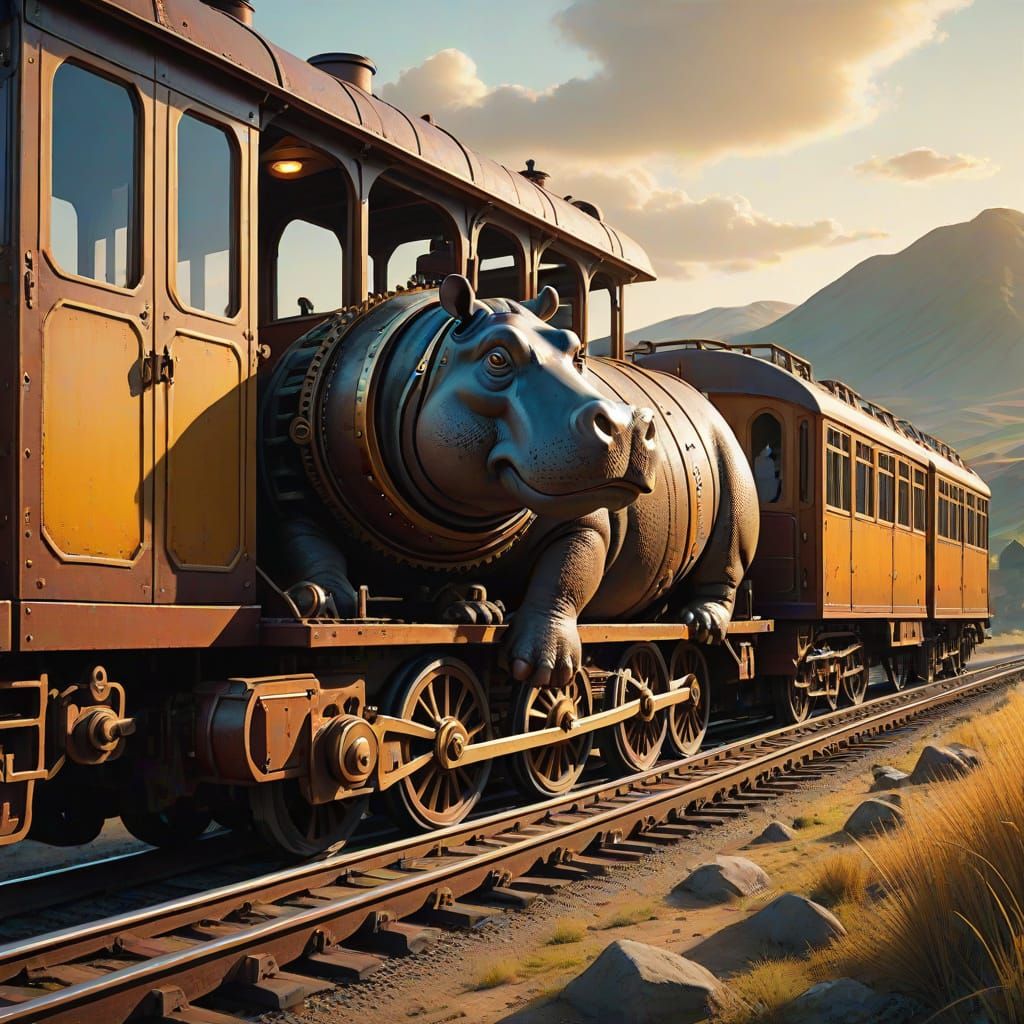 Surrealist Constructivist Masterpiece: Cozy Hippo ... - AI Art