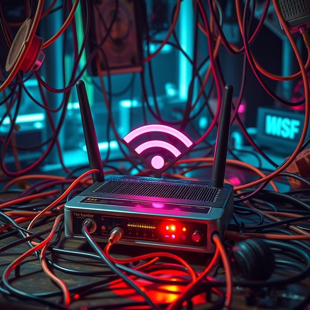 Retro WiFi Router Signal Amplifier in Futuristic I... - AI Art