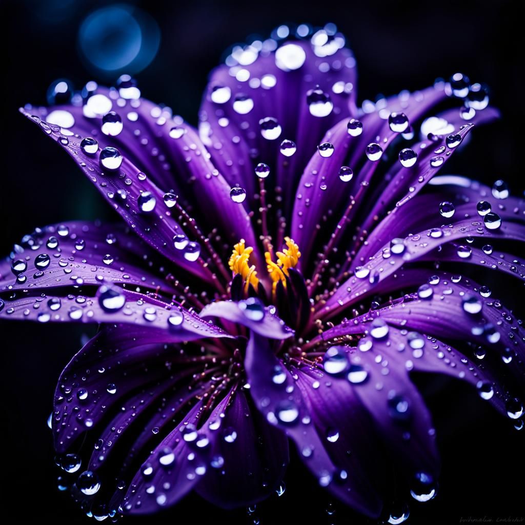 Macro Photograph Ethereal Flowy Purple Fantasy Flower - AI Generated ...