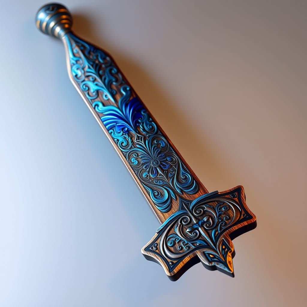 Surreal, Glowing Metal Sword with Psychedelic Patt... - AI Art