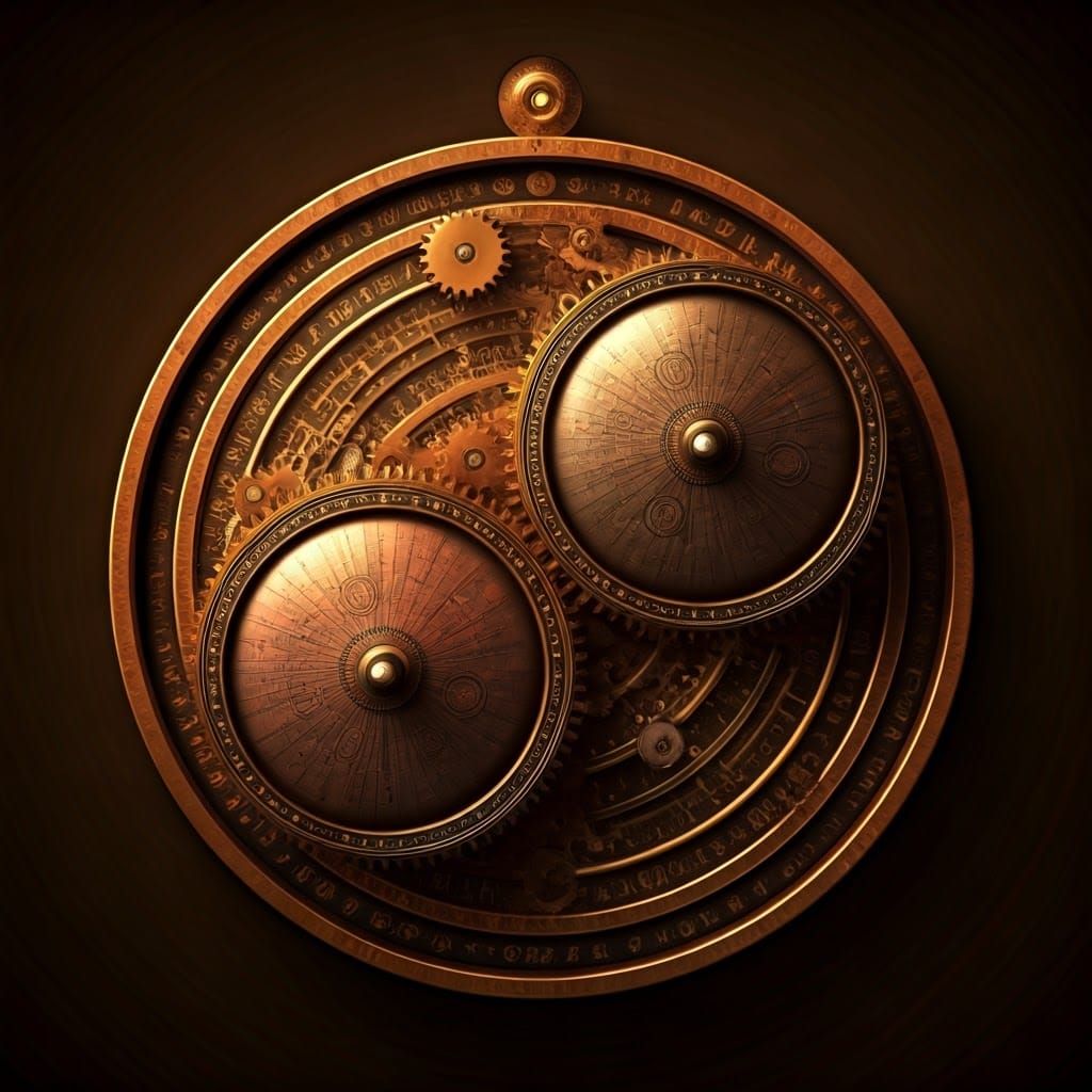 Mystical Decoding Device with Geared Wheels in Cop... - AI Art
