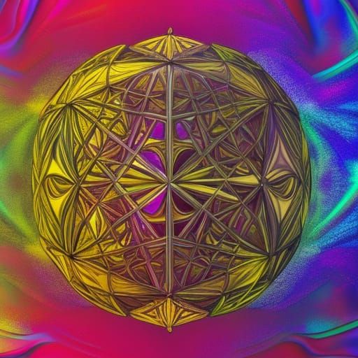 Crystal spheres intricately detailed hyperdetailed complementary colors ...