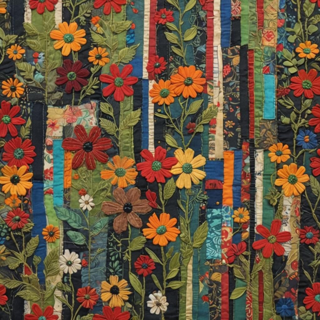 Patchwork Quilt Collage - Vibrant Patchwork Masterpiece with...