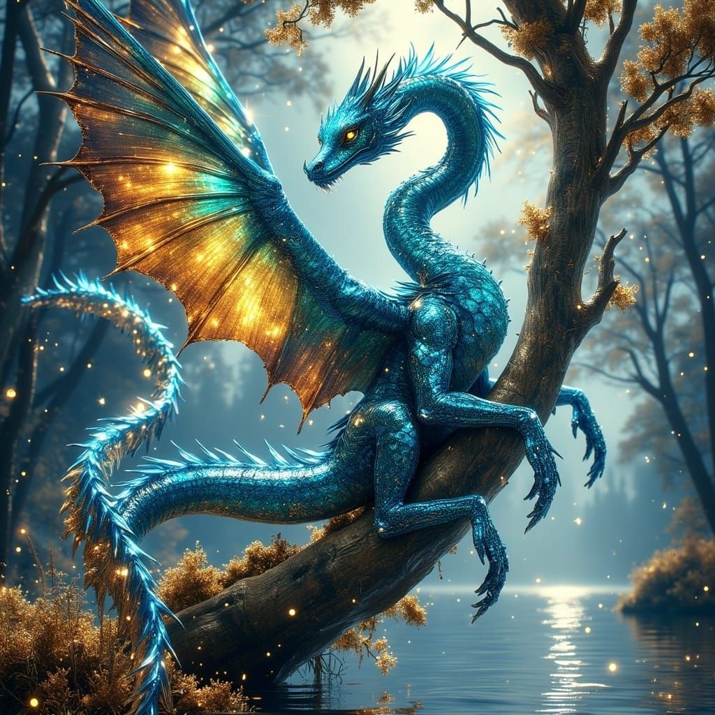 Dancing around the World Tree - Azure Water Dragon Wrapped A...