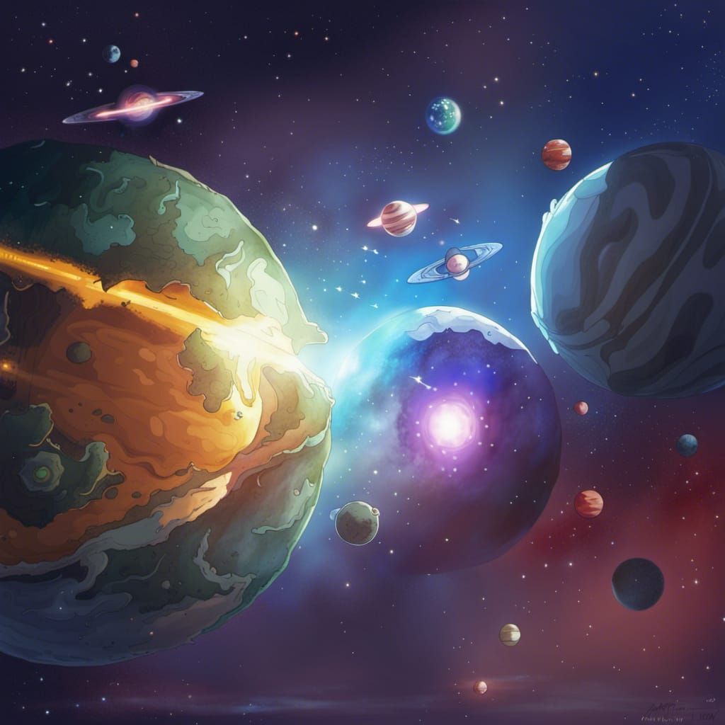 coloured, planets - AI Generated Artwork - NightCafe Creator