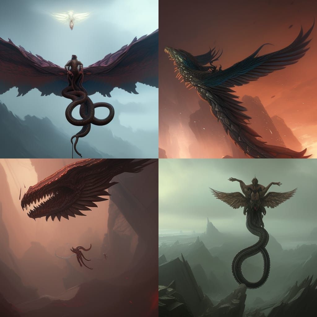 2 headed snake with wings - AI Generated Artwork - NightCafe Creator