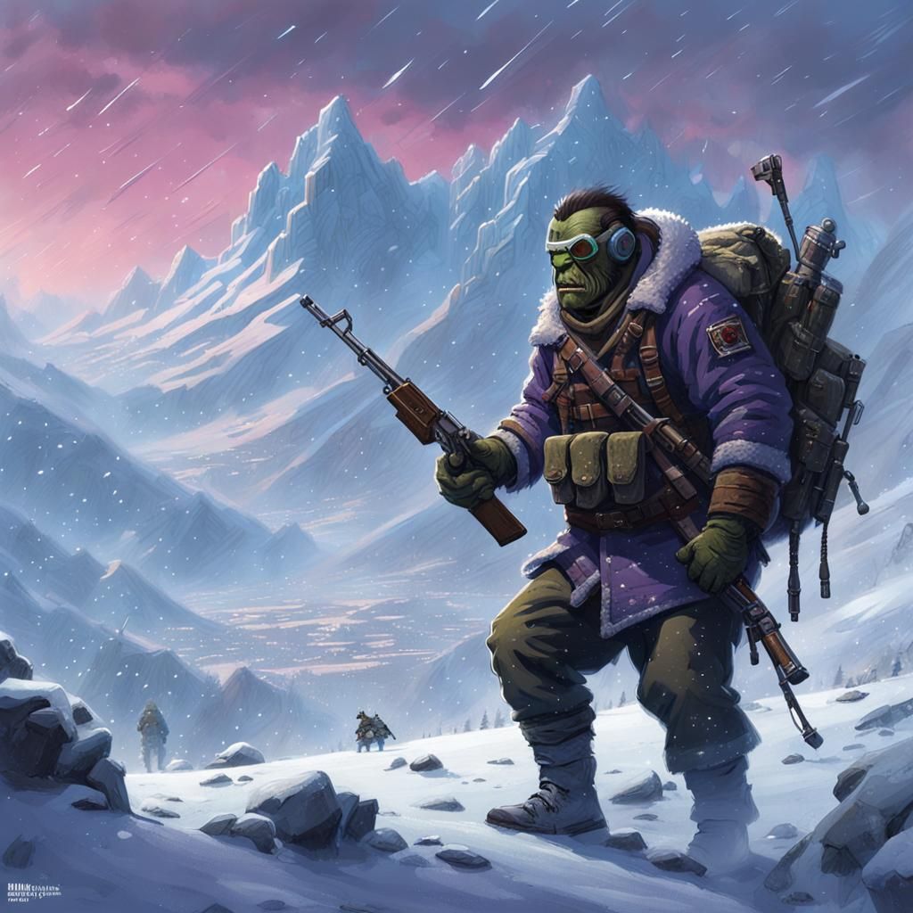 Orc cold weather commando - Dreamlike Orc Warrior Stands Rea...