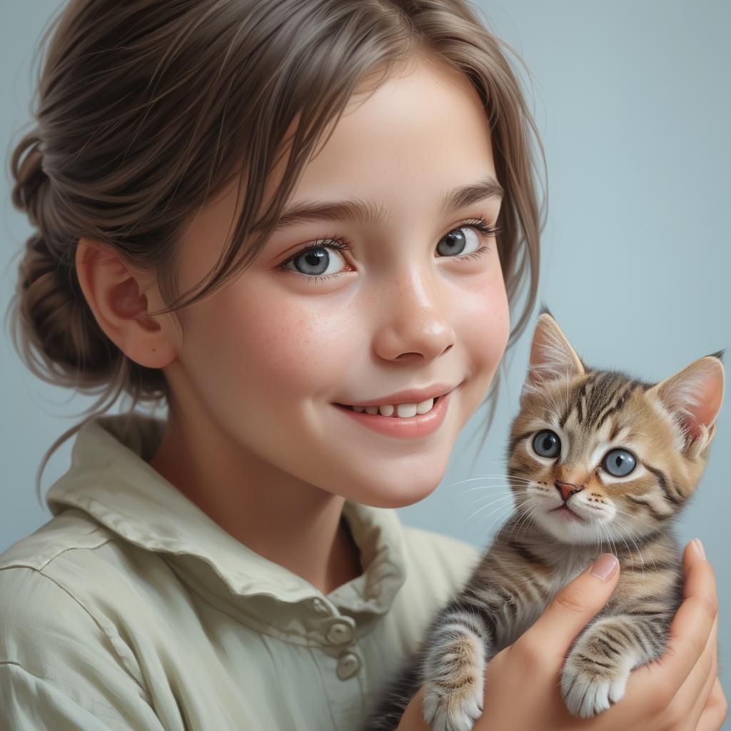 A girl with a kitten - AI Generated Artwork - NightCafe Creator