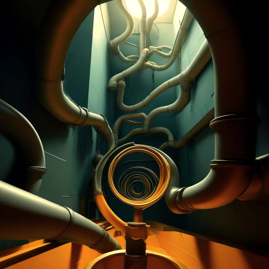 Surreal Pipe Dancer in Impossible Geometry - AI Art