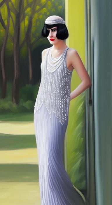 Elegant Goth Flapper Lady in Photorealistic Portra... - AI Art