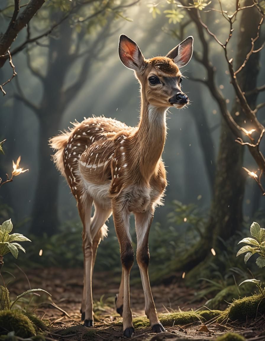 Fawn in enchanted forest - AI Generated Artwork - NightCafe Creator