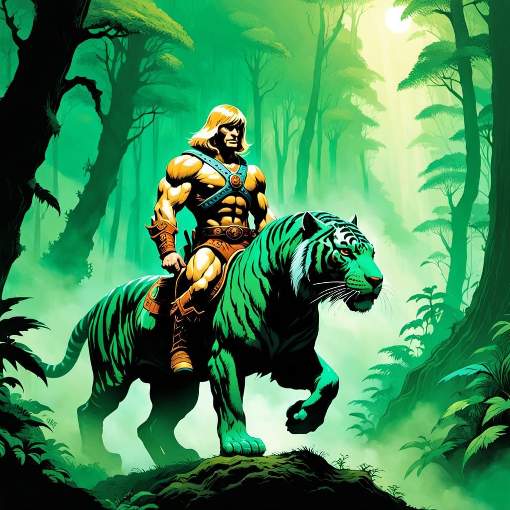By the Power of Grayskull - He-Man Riding a Majestic Tiger t...