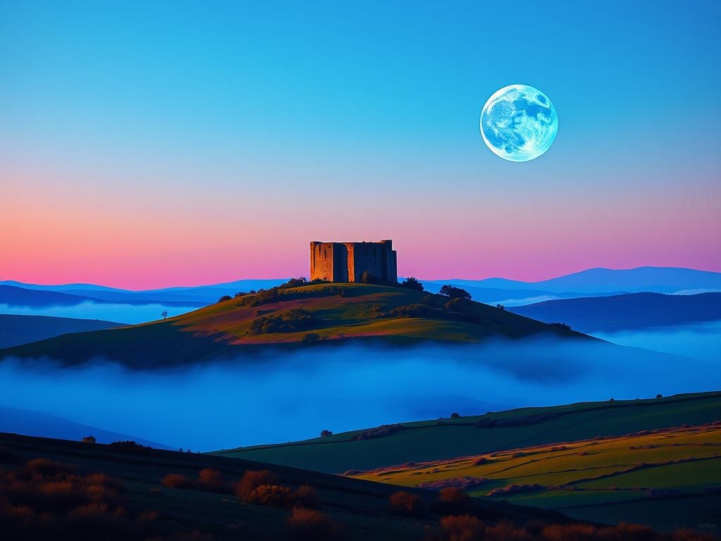 Sunset, Full moon, Shades of blue - Dartmoor Tor Under Blue ...