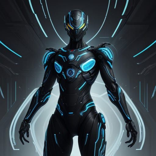 Futuristic Alien Exosuit in Cyberpunk Aesthetic - AI Art