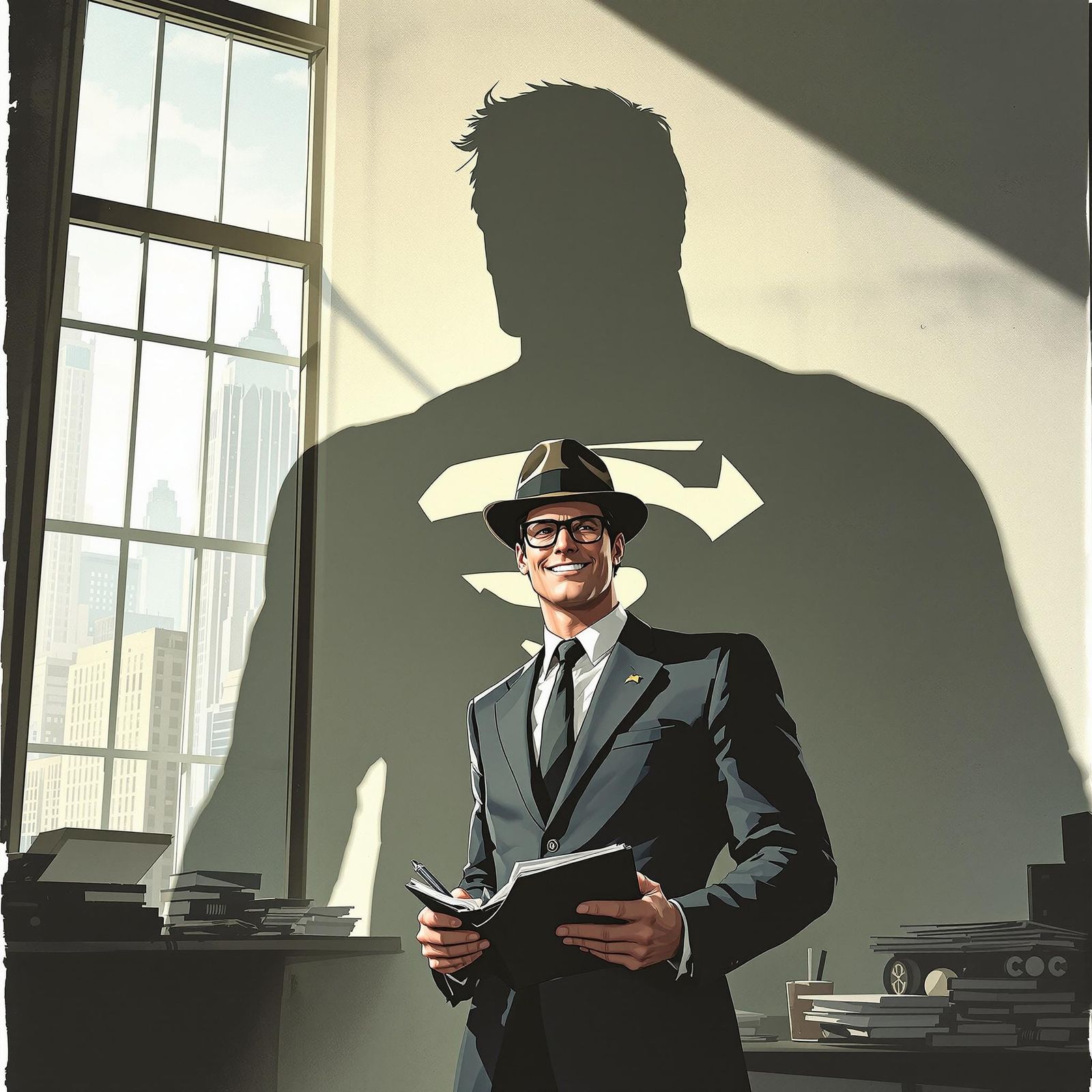 Super reporter - Comic Book-Inspired Newsroom Scene with Sup...