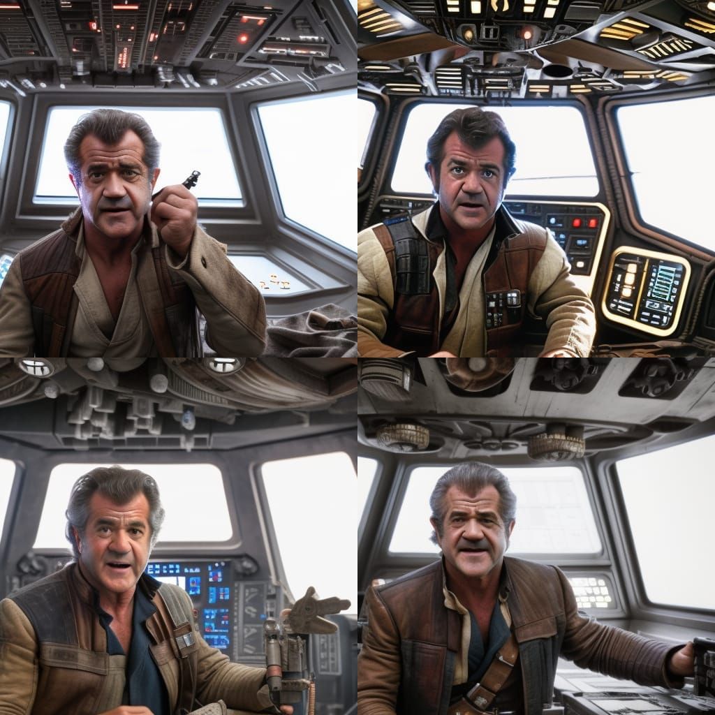 Mel Gibson as Han Solo in the Falcon - AI Generated Artwork - NightCafe ...