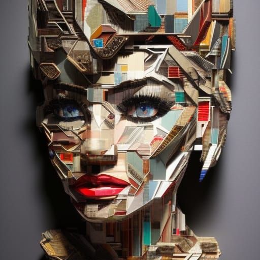 Cubist, collage-style portrait - AI Generated Artwork - NightCafe Creator