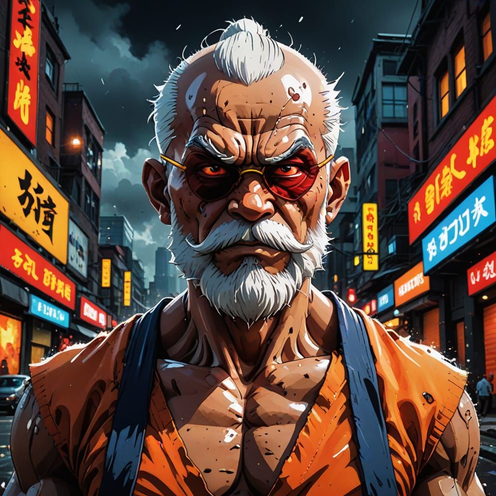 master rooshi dbz character male focus, 1boy, solo, muscular, realistic ...