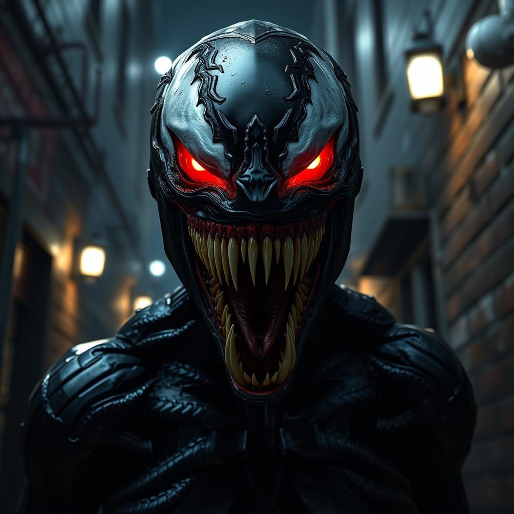 Menacing Female Venom Symbiote, Ready to Devour in... - AI Art