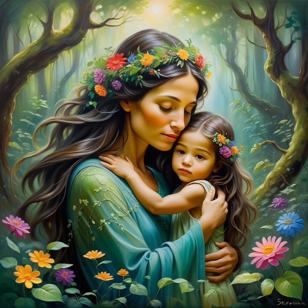 Mother and Daughter - #005 - AI Generated Artwork - NightCafe Creator