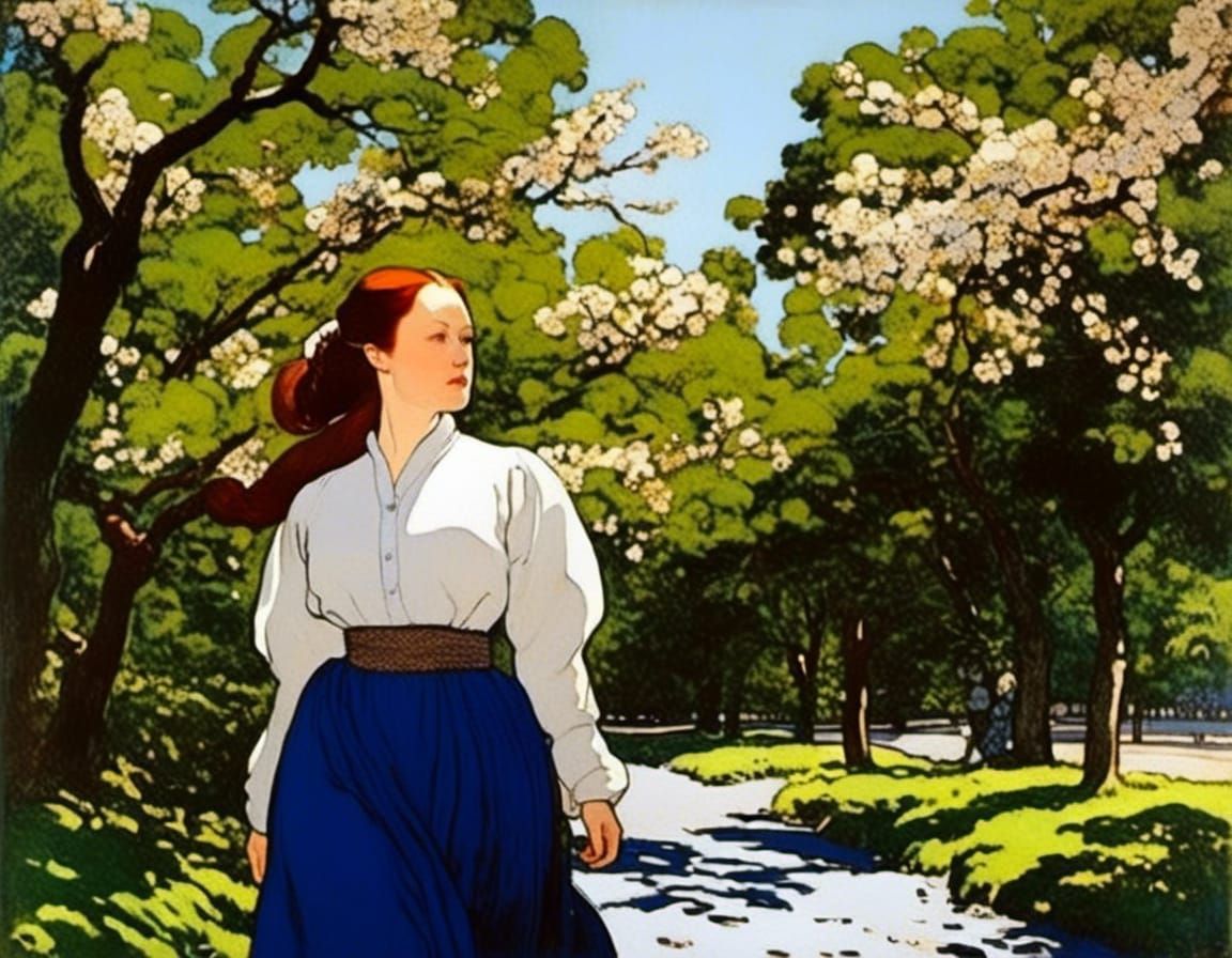 a beautiful full-figured auburn-haired woman in a ponytail with ...