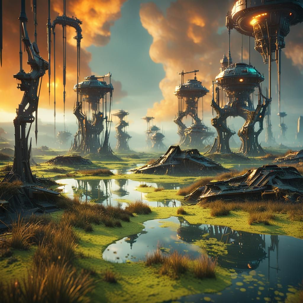 magic mutated swamp - Surreal Sci-Fi Swamp Terrain with Intr...