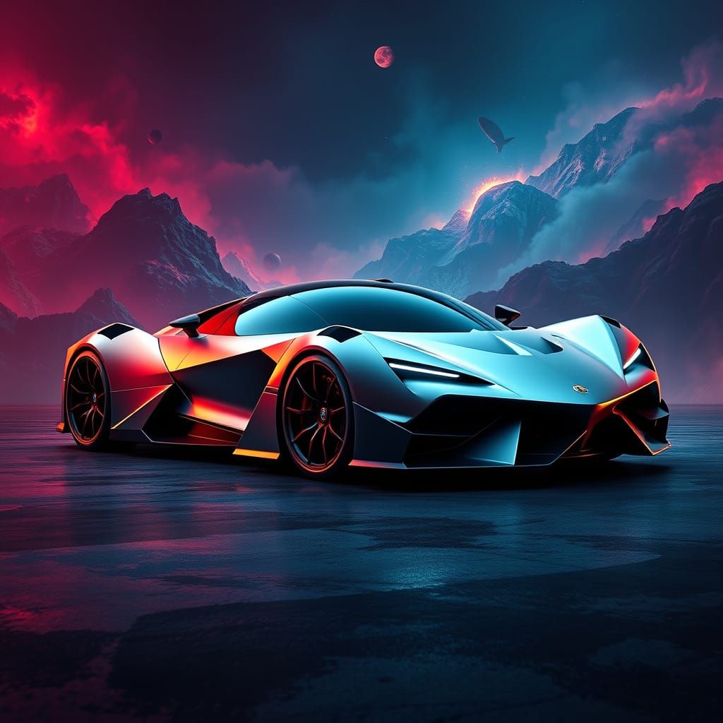 Futuristic Hypercar Hybrid in Vibrant Colors - AI Art