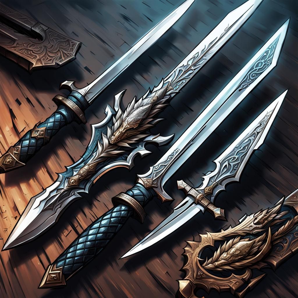 Dragon Bone Daggers - AI Generated Artwork - NightCafe Creator
