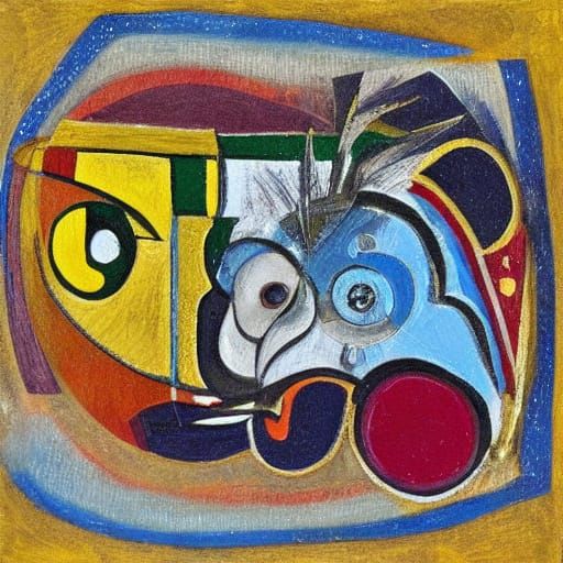 Cubist Mouse Brooch in Geometric Patterns - AI Art