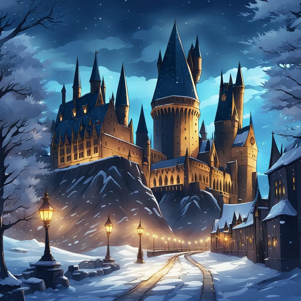 hogwarts in winter - AI Generated Artwork - NightCafe Creator