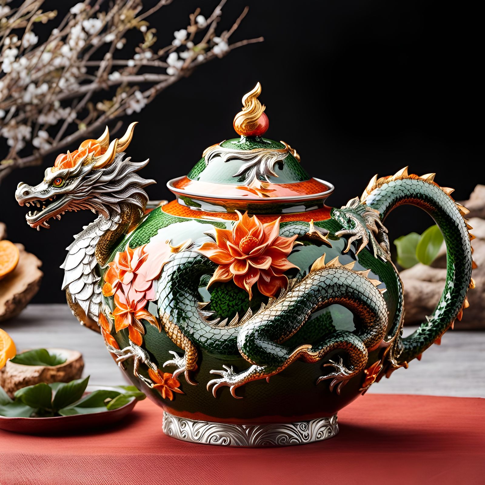 Green Dragon to Serve Green Tea - AI Generated Artwork - NightCafe Creator