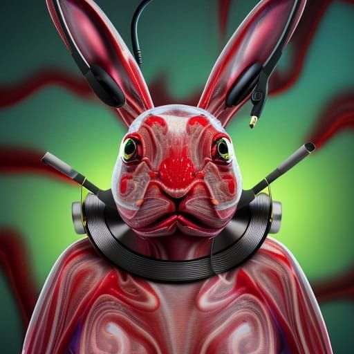 Shiny Alien Rabbit with Collar - AI Generated Artwork - NightCafe Creator