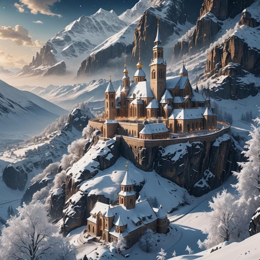 winter catholic monastery - AI Generated Artwork - NightCafe Creator