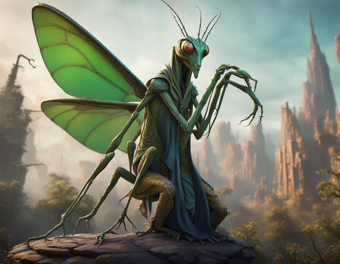 Praying Mantis Wizard - AI Generated Artwork - NightCafe Creator