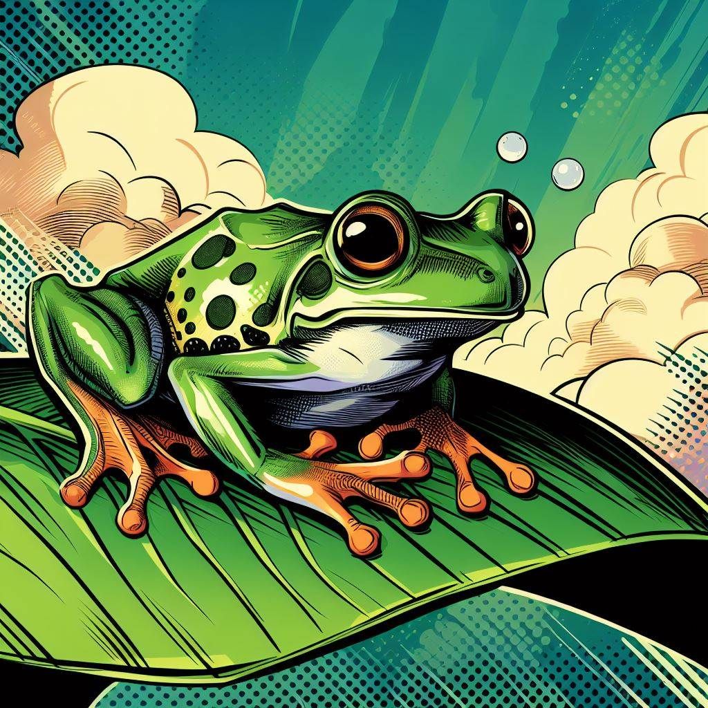 Comic Art of a Frog - AI Generated Artwork - NightCafe Creator