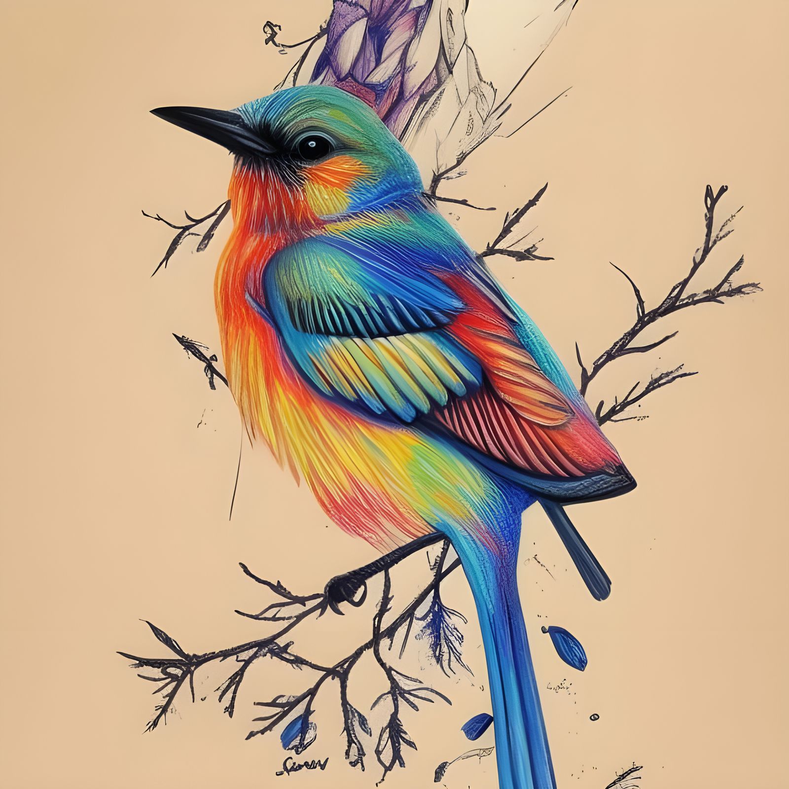 Crayon bird 🐦 ♥ - AI Generated Artwork - NightCafe Creator