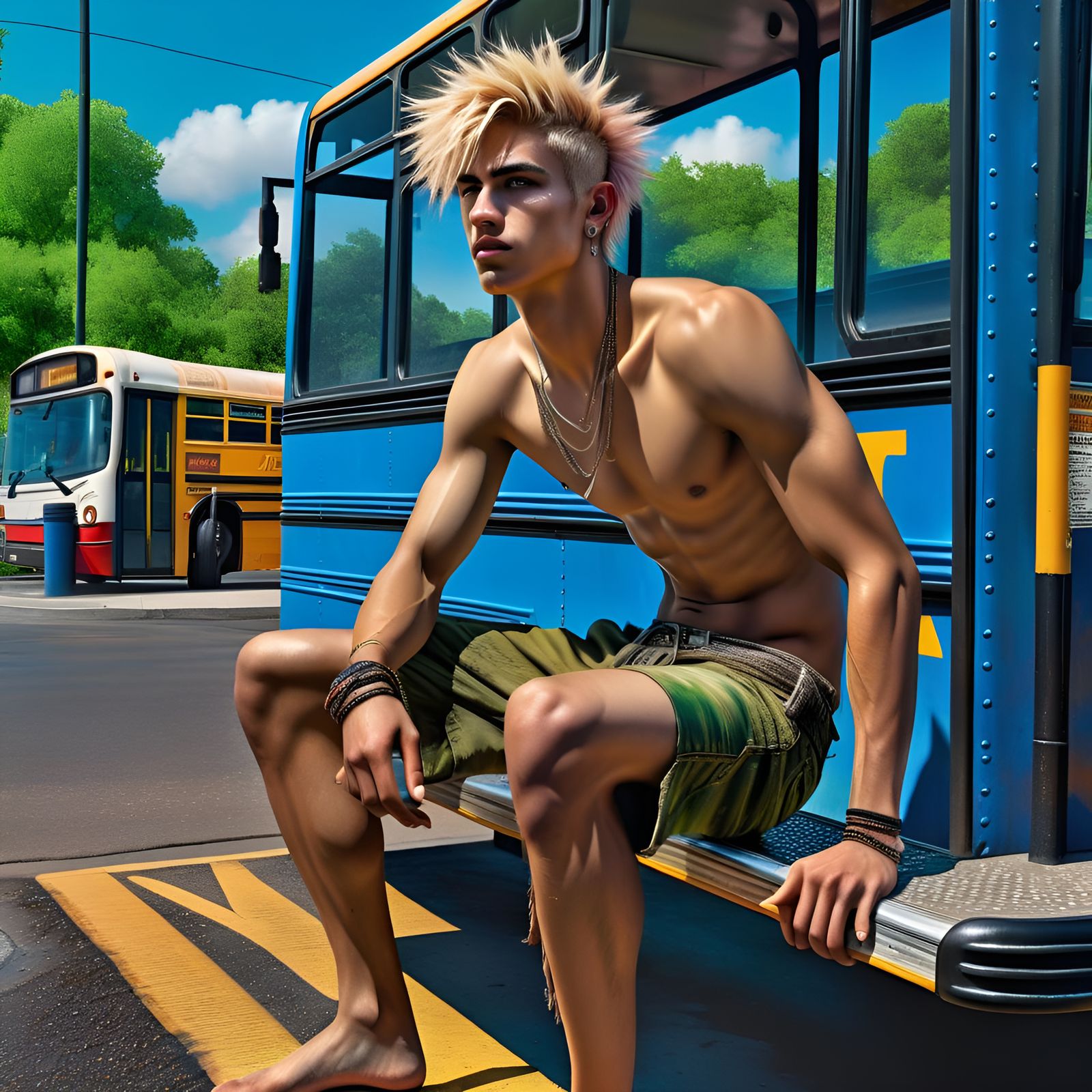 Bus Stop (2) - AI Generated Artwork - NightCafe Creator