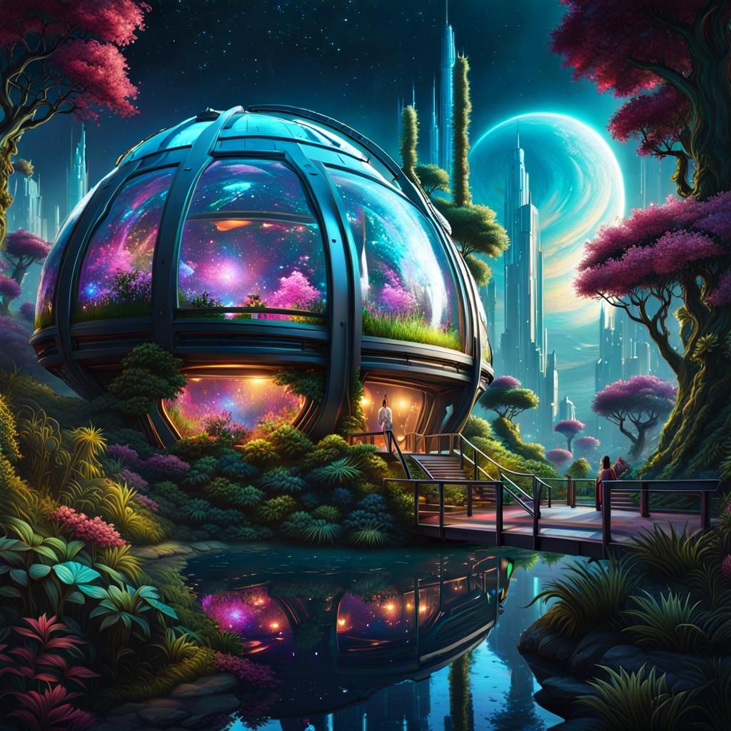 Biodome Among the Stars - AI Generated Artwork - NightCafe Creator
