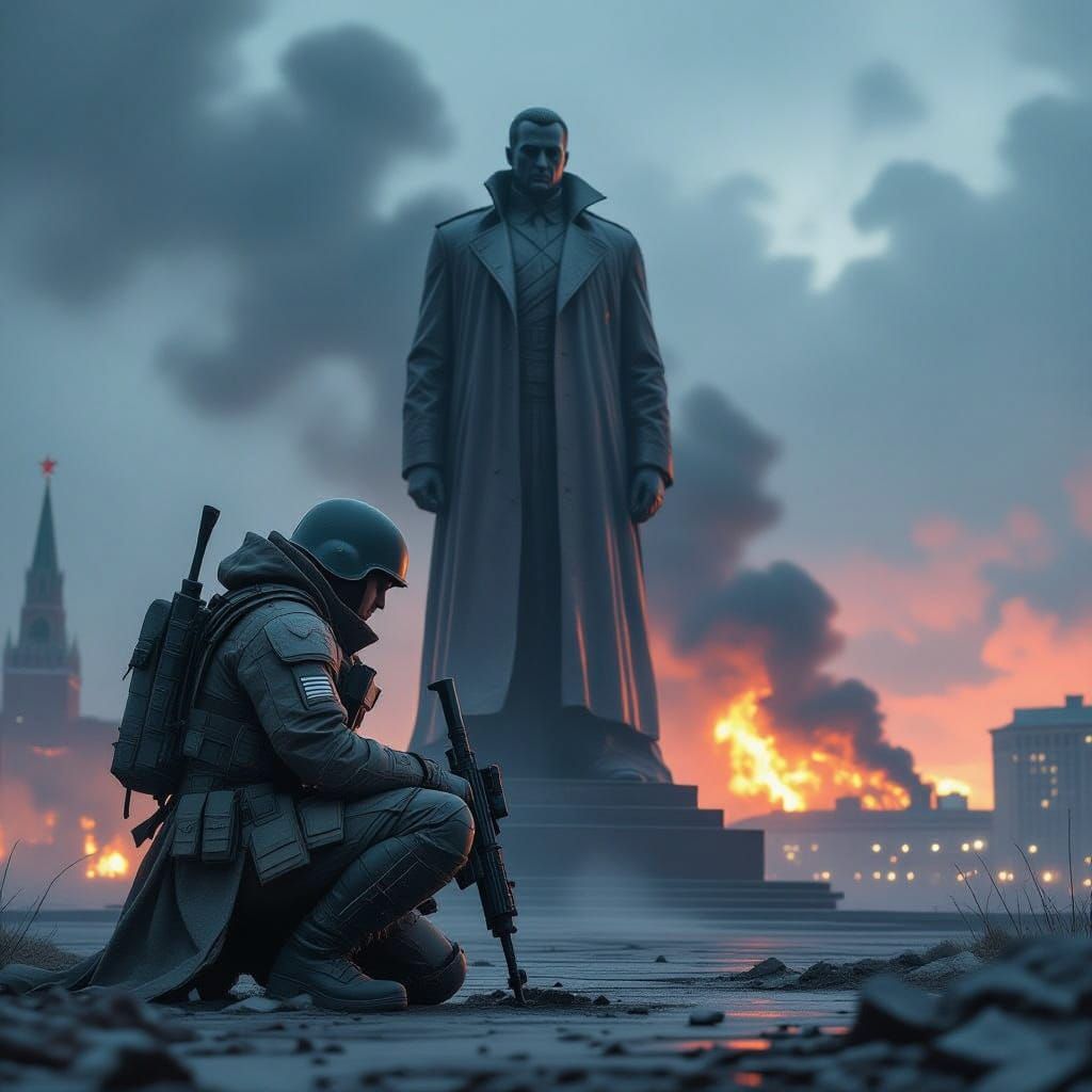 Battle-Hardened Soldier Pays Tribute to Putin Amid... - AI Art