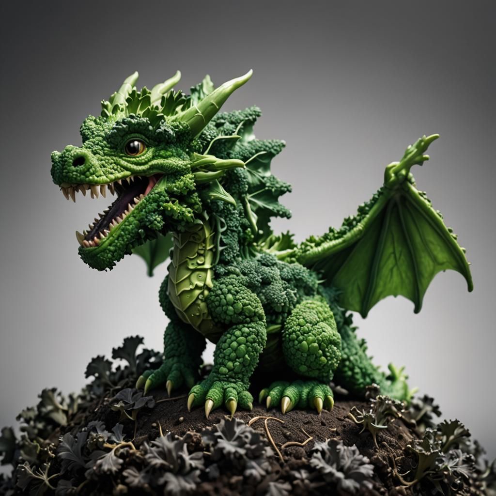 Dragon made of broccoli chibi - AI Generated Artwork - NightCafe Creator