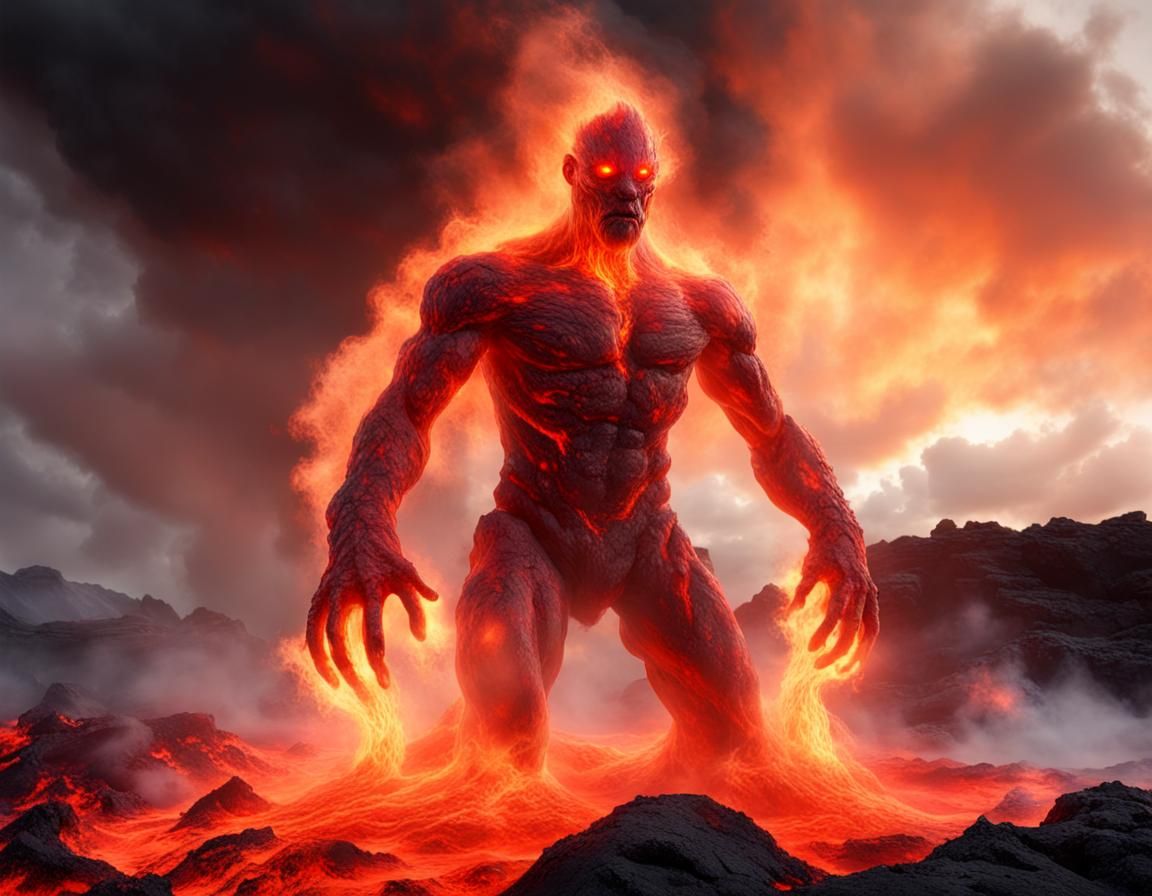 Fire elemental, godlike being made from fire, Giant Fire elemental ...